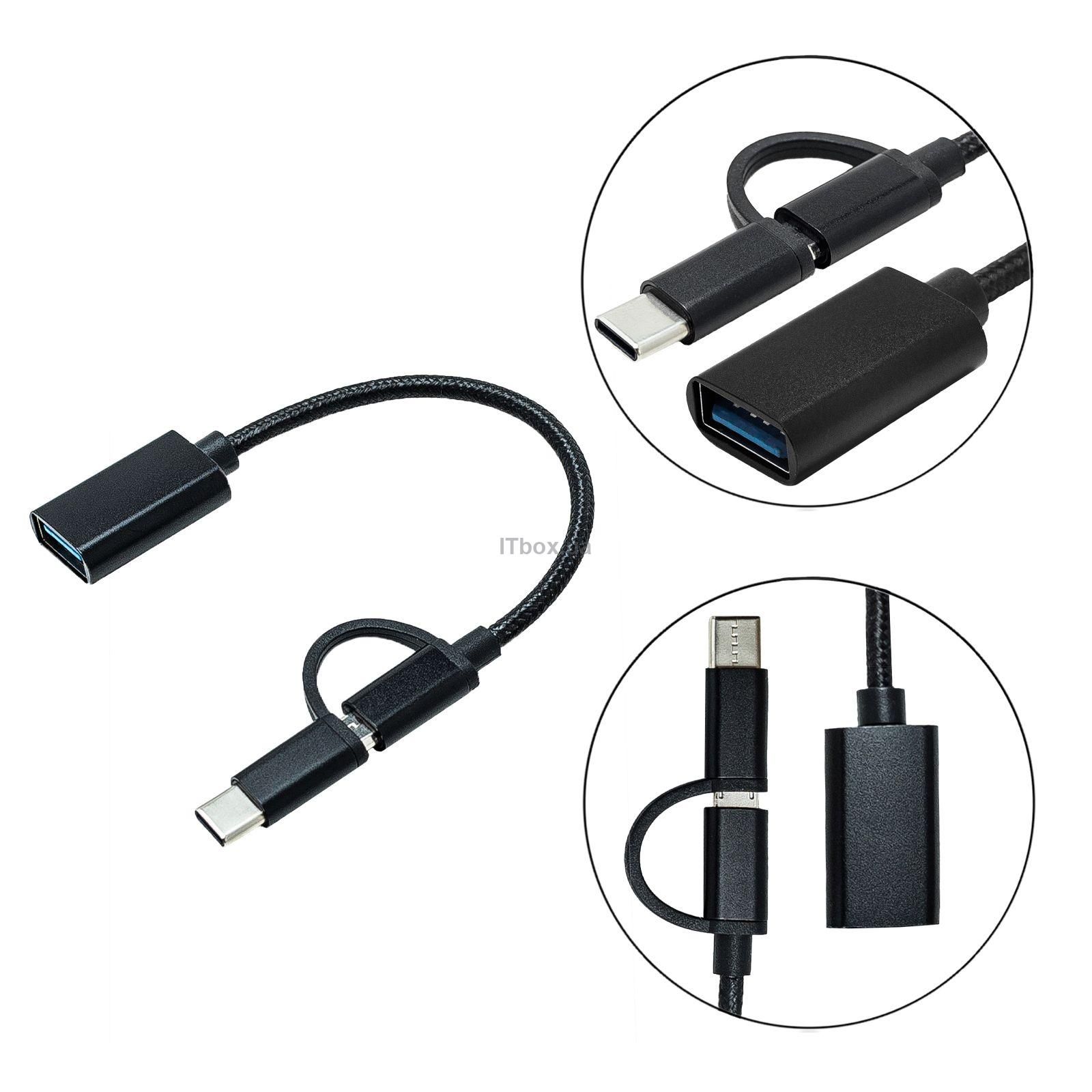 XoKo OTG AC-150 2in1 USB 3.0 - MicroUSB USB Type-C Bla AC-150-BK ⏩ ...